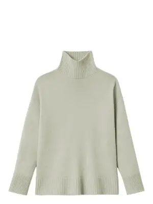 Lafayette 148 New York Cashmere Long Sleeve Turtleneck Sweater - Mist Grey