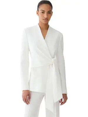Lafayette 148 New York Crepe V-neck Wrap Blazer - Cloud
