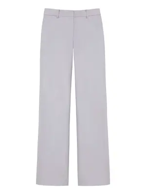 Lafayette 148 New York Nappa Leather Mid-Rise Straight-Leg Pants Grey