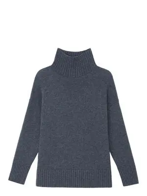 Lafayette 148 New York Cashmere Turtleneck Sweater - Graphite Melange