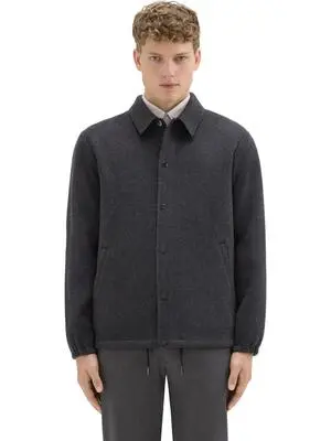 Theory Classic Coaches Jacket In Double-face Wool-cashmere - Dark Charcoal Melange