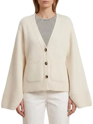 Khaite Ribbed Cardigan - White