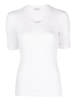 Peserico Fine-ribbed Short-sleeve Top - Neutrals