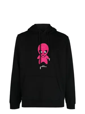 Gcds Alien-patch Cotton Hoodie - Black
