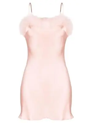 GILDA & PEARL Bibi Feather-trim Silk Slip Minidress - Pink