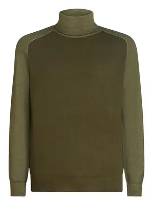 Etro Pegaso-embroidered Roll-neck Jumper - Green