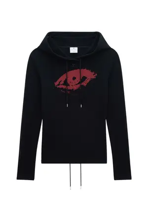 COURREGES Graphic-print Mesh Hoodie - Black