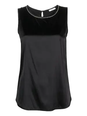 Peserico Beaded-trim Sleeveless Top - Black