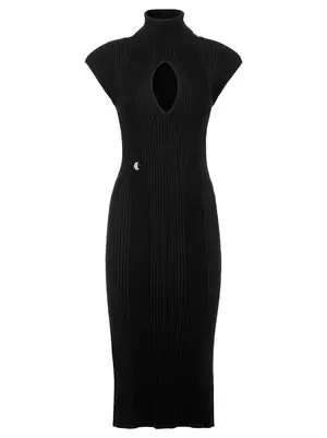 Philipp Plein Shoulder-pads Ribbed Midi Dress - Black
