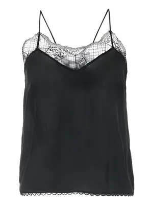 STELLA NOVA Floral-lace Silk Top - Black