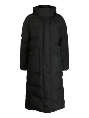 GANNI Hooded Quilted Mid-length Coat - Black