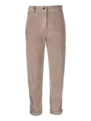 Peserico Corduroy Cropped Trousers - Brown
