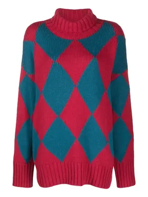 La DoubleJ Argyle Intarsia-knit Jumper - Blue