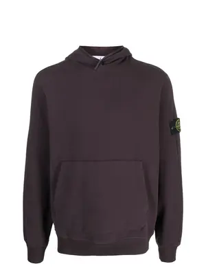 Stone Island Compass-patch Cotton Hoodie - Purple
