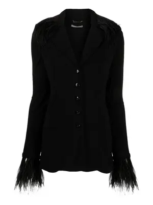 Alberta Ferretti Goose-feather Trim Jacket - Black