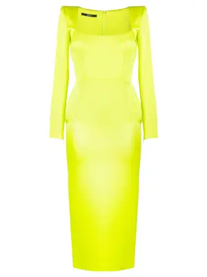 Alex Perry Square-neck Midi Dress - Green