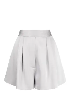 Alex Perry Pleated High-waisted Shorts - Grey