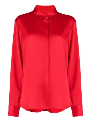 Alex Perry Satin Button-down Shirt - Red
