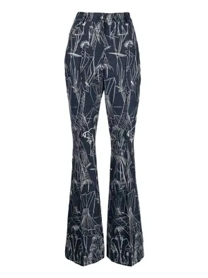 Akris Sketch-print Flared Jeans - Blue
