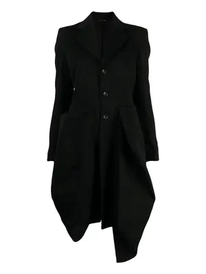 Comme Des Garçons Gathered Asymmetric Single-breasted Coat - Black
