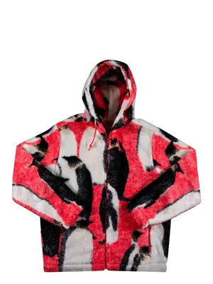 Supreme Penguins Hooded Fleece Jacket - Pink