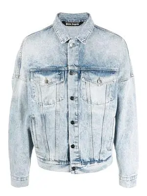 Palm Angels Back Logo Denim Jacket - Blue