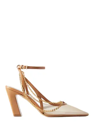 Khaite Marfa Chain-embellished Slingback Pumps - Brown