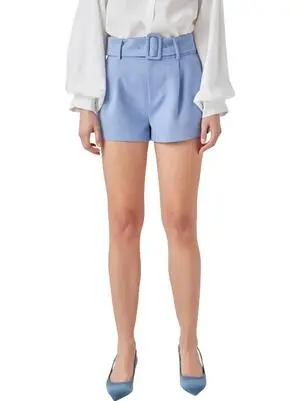 Endless Rose Belted Shorts - Clean Blue