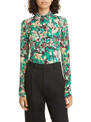 A.L.C. James Floral Print Turtleneck Top
