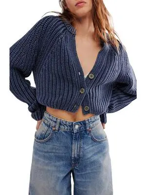 Free People Sweet Nothing Cotton Cardigan - Navy