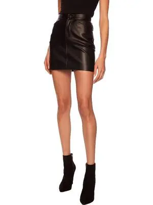 Susana Monaco Faux Leather Mini Skirt - Black