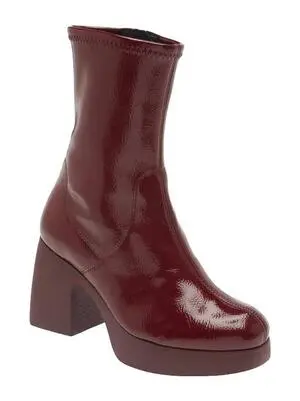 WONDERS Platform Bootie - Burgundy Patent