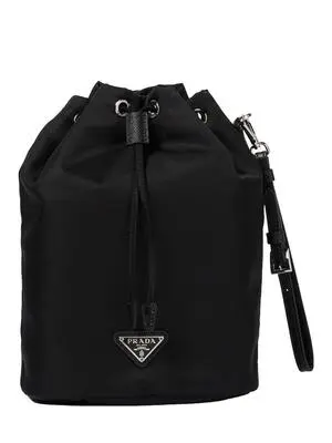Prada Re-nylon Leather-trimmed Bucket Bag - Black