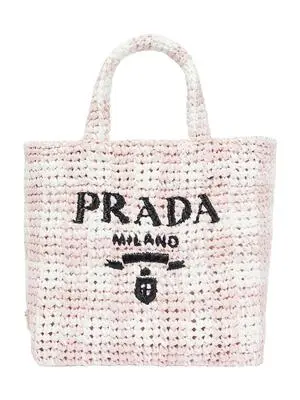 Prada Logo Raffia-effect Shopper - Pink