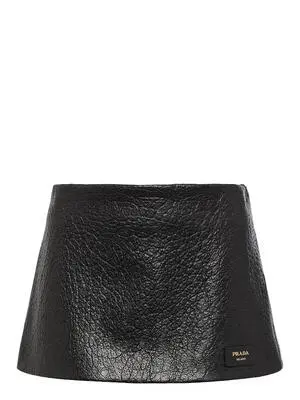 Prada Low-rise Leather Miniskirt - Black