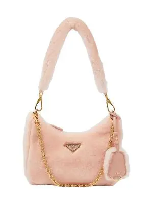 Prada Re-edition 2005 Shearling Shoulder Bag - Pink