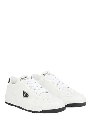 Prada Logo Leather Sneakers - White