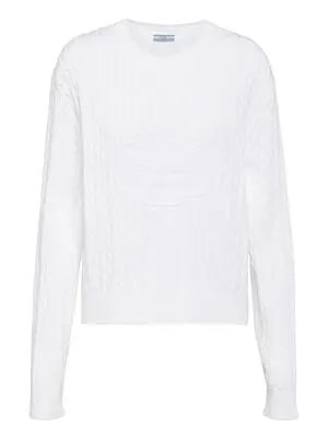 Prada Logo Cotton Sweater - White