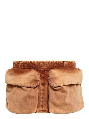 Miu Miu Low-rise Denim Miniskirt - Brown