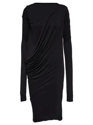 Rick Owens Draped Jersey Midi Dress - Black