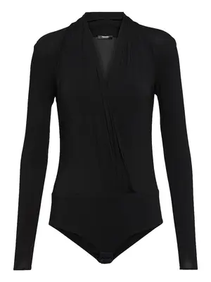 Versace Draped Georgette Bodysuit - Black