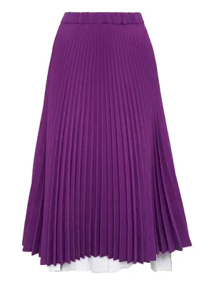 Plan C Pleated Jersey Midi Skirt - Purple