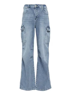 Ag High-rise Wide-leg Cargo Jeans - Blue
