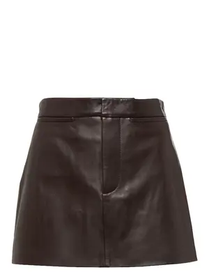 FRAME Leather Miniskirt - Brown
