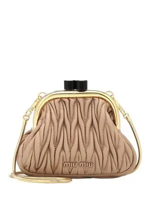Miu Miu Miu Belle Mini Matelassé Leather Clutch - Beige