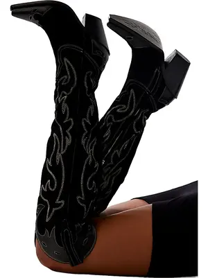 Free People Wild West Thigh High Boots - Black