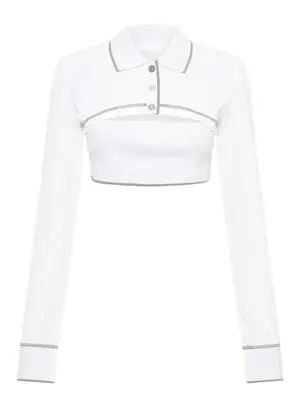 DION LEE Shrunken Snap Polo Top - Ivory
