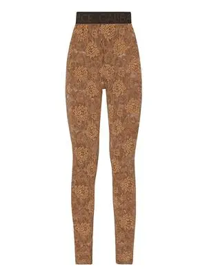 Dolce & Gabbana Lace Leggings With Branded Elastic Beige