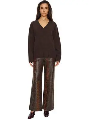REFORMATION Reformation Jadey Oversized V-Neck Cashmere Sweater Compost