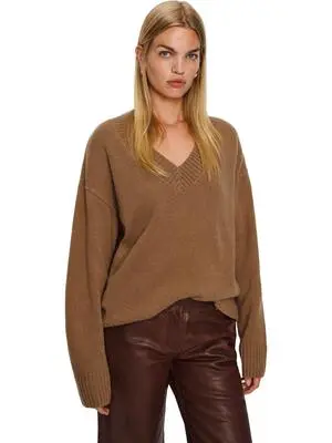 REFORMATION Jadey Cashmere V-neck Sweater - Natural